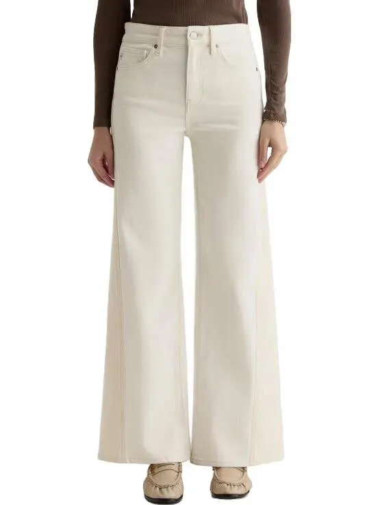 Ag Saige High-waist Wide-leg Jeans - Powder/ecru