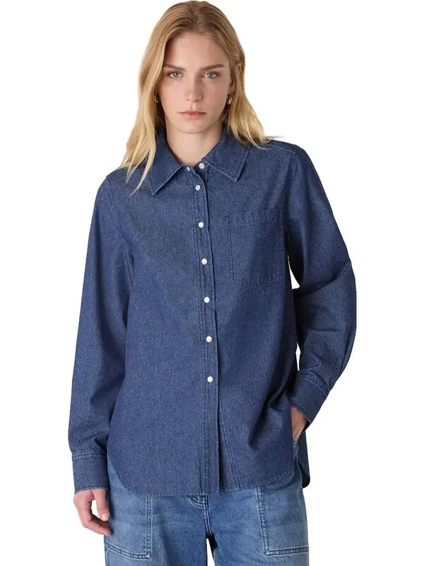 Whistles Pocket Detail Cotton Shirt - Denim