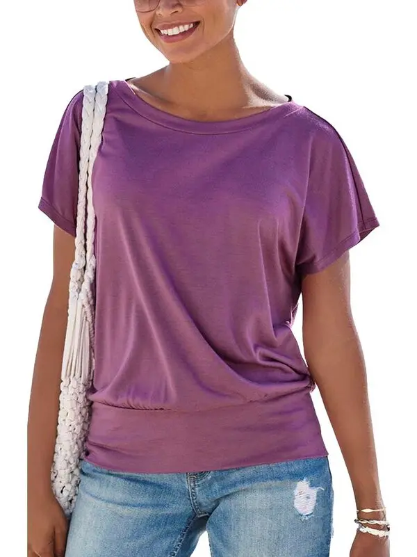 LASCANA Fitted Waistband Top - Berry