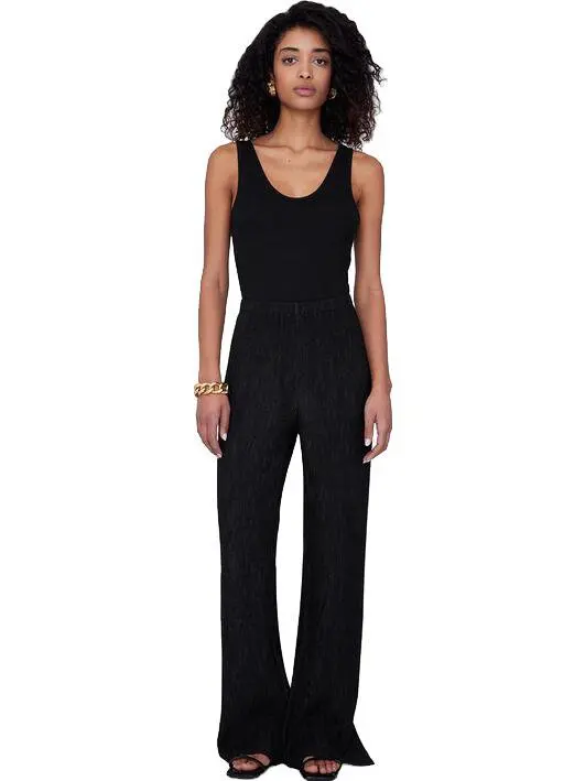 ANINE BING Aden Pleated Knit Pant - Black