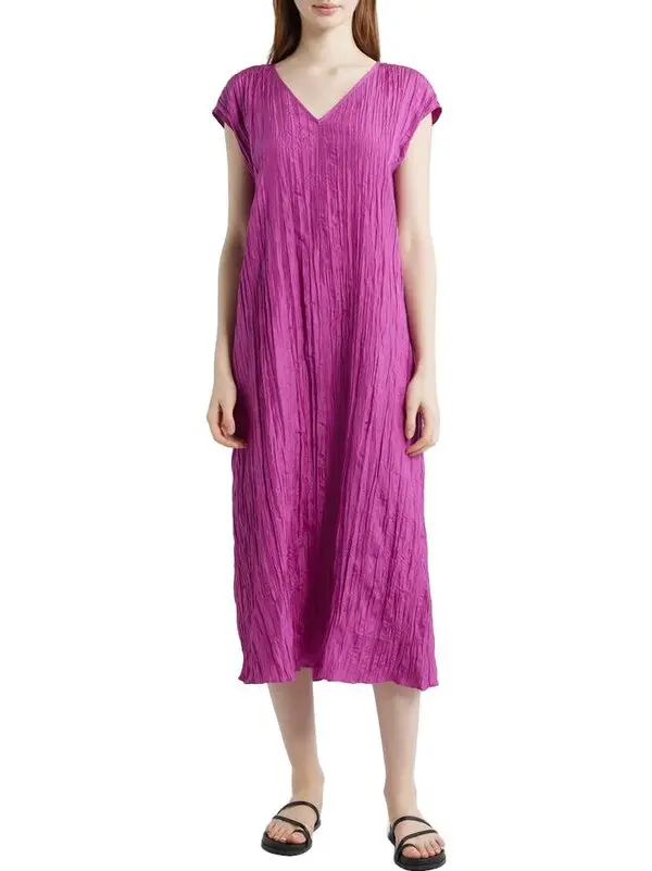 Eileen Fisher Cap Sleeve Silk Maxi Dress - Grape