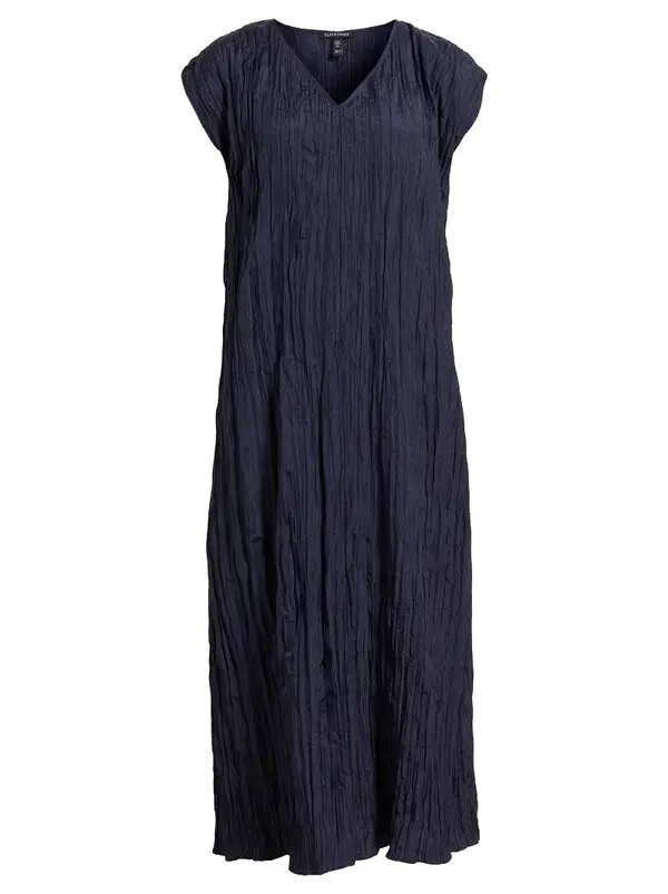 Eileen Fisher Cap Sleeve Silk Maxi Dress - Ink