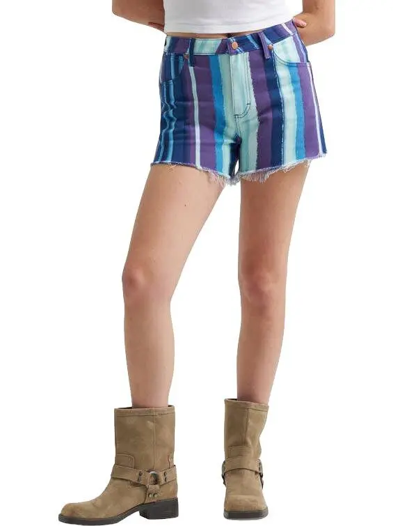 Wrangler Western Cutoff Denim Shorts - Painterly Stripe
