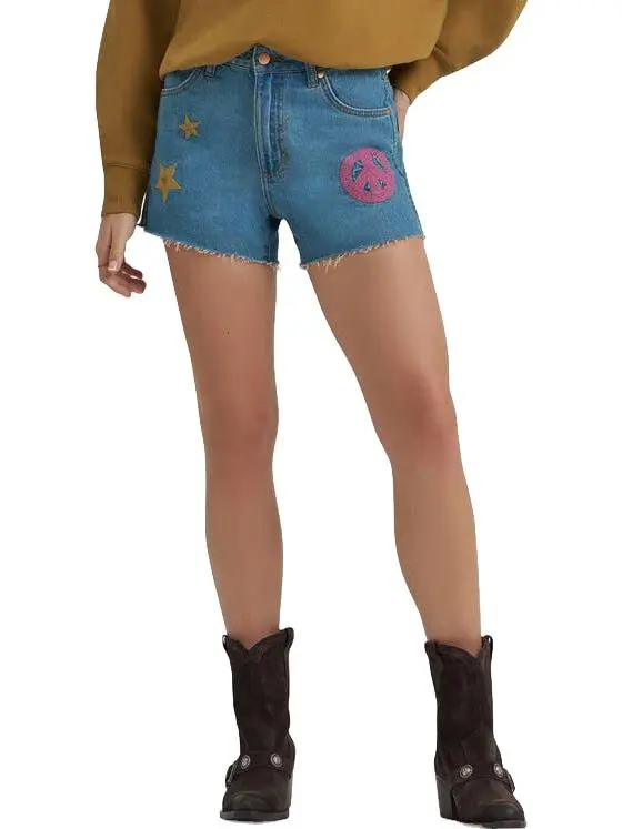 Wrangler Lainey Wilson X Embroidered Cutoff Shorts - Denim