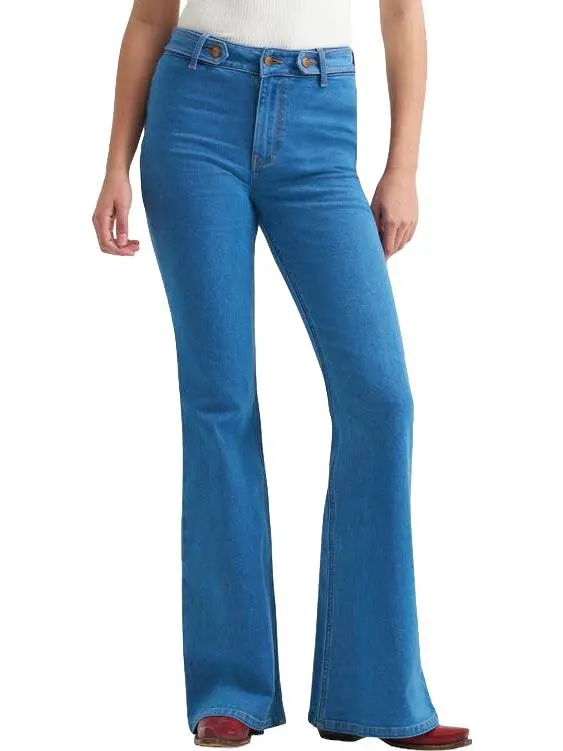 Wrangler Belted Flare Leg Jeans - Turquiose