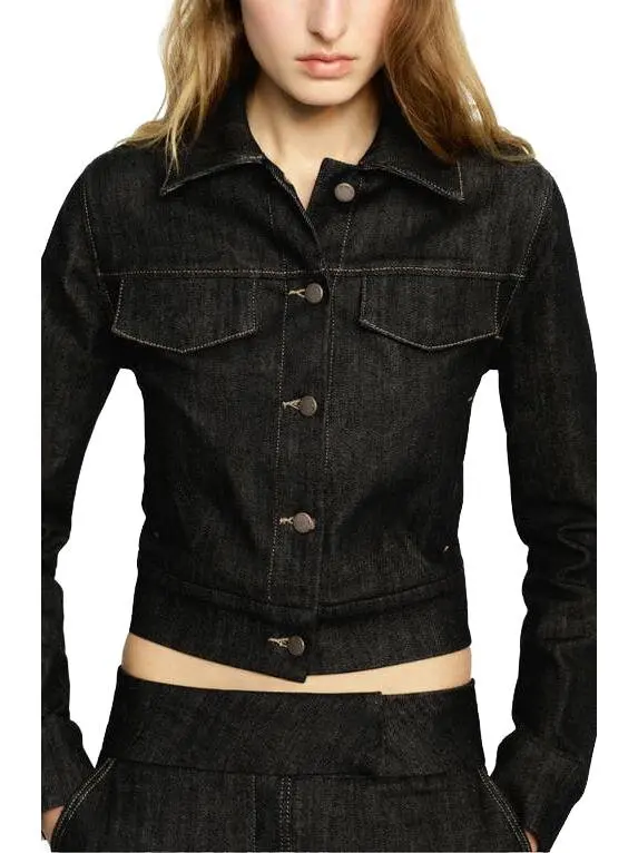 Mango Fitted Denim Jacket - Black