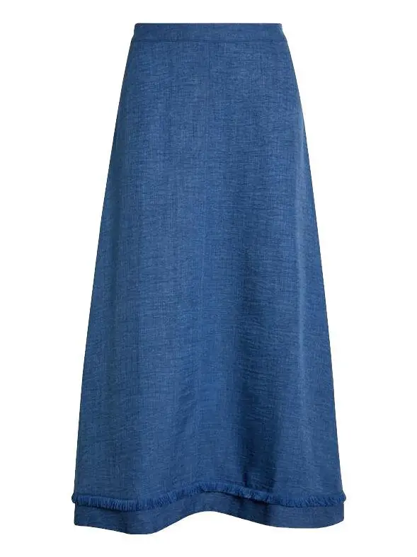 Vince Camuto Fringe Detail A-line Maxi Skirt - Deep Blue