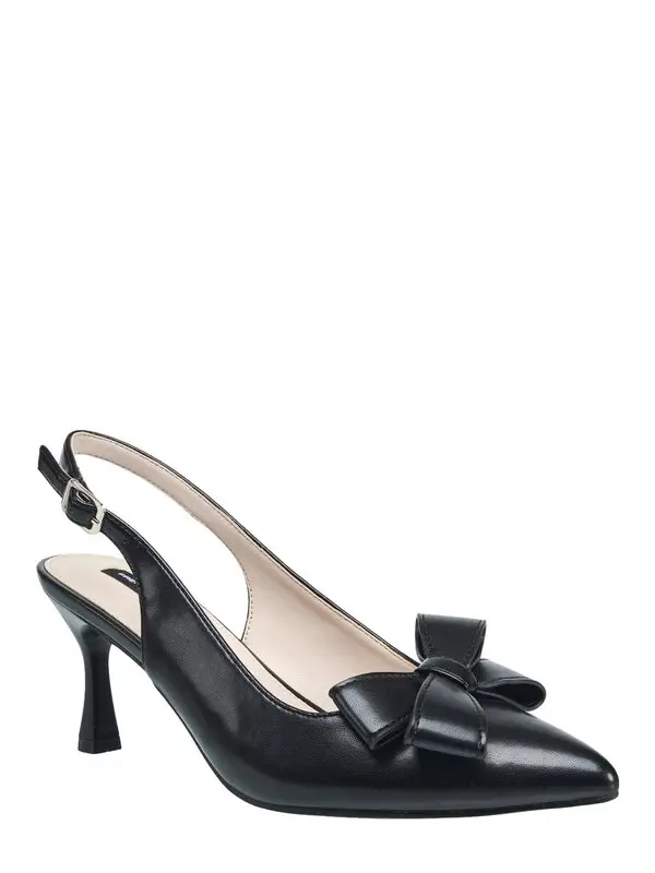French Connection Brinton Oversized Bow Kitten Heel Slingbacks - Black