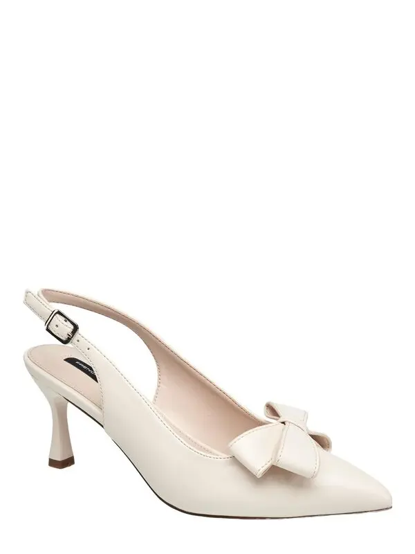 French Connection Brinton Oversized Bow Kitten Heel Slingbacks - Cream