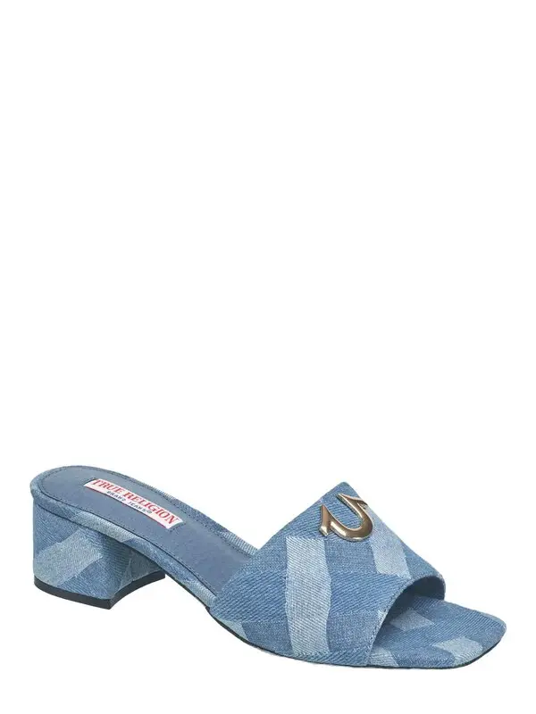 True Religion Single Strap Block Heel - Blue Multi