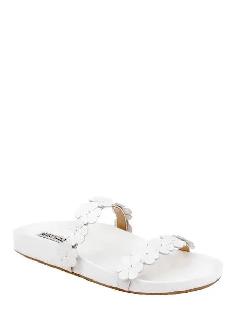 Badgley Mischka Waterbury Floral Slide Sandal - White Leather