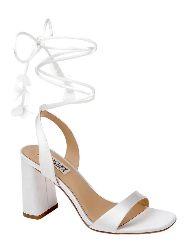 Badgley Mischka Westminster Ankle Wrap Sandal - White Satin
