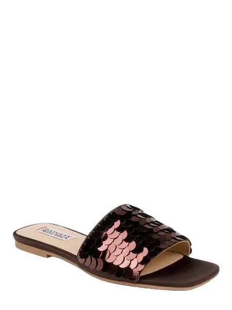 Badgley Mischka Wini Slide Sandal - Brown Satin
