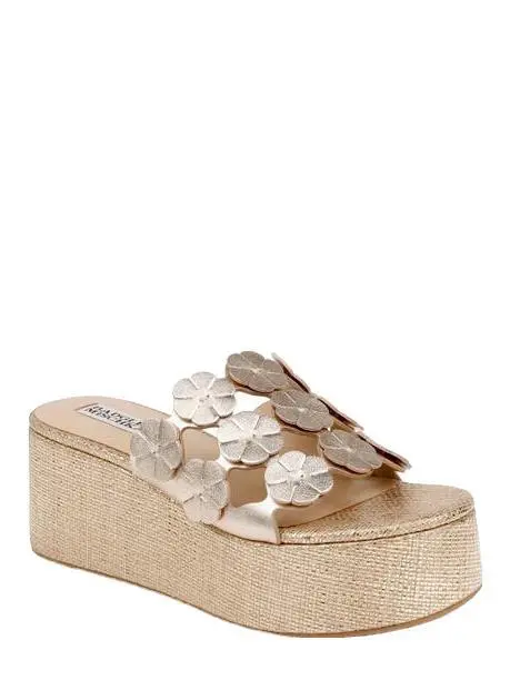 Badgley Mischka Platform Wedge Slide Sandal - Gold Metallic