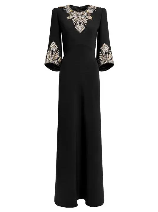 Jenny Packham Ice Cascade Embellished Gown - Liquorice