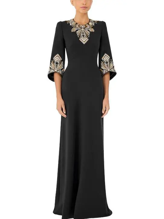 Jenny Packham Ice Cascade Embellished Gown - Liquorice