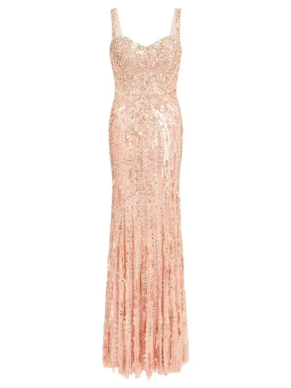 Jenny Packham Da Vinci Sequin-embellished Gown - Peach Fizz