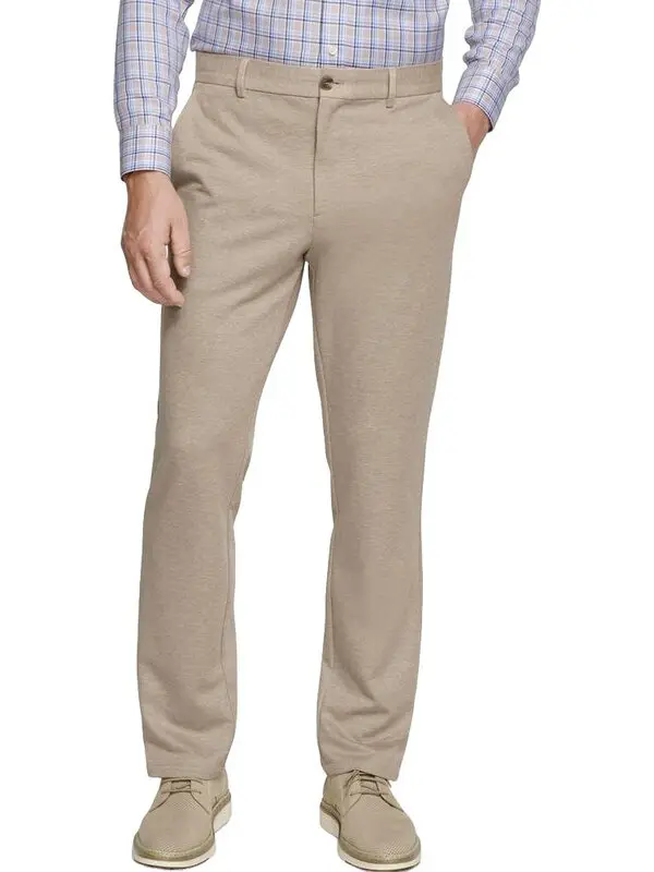Johnston & Murphy Xc Flex Pinnacle Flat Front Dress Pants - Tan Twill