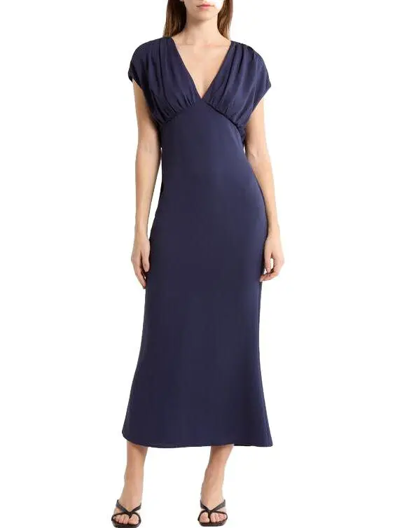 Staud Empire Waist Bias-cut Dress - Navy
