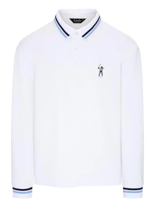 EASTSIDE GOLF Premium Midweight Long Sleeve Polo - Bright White