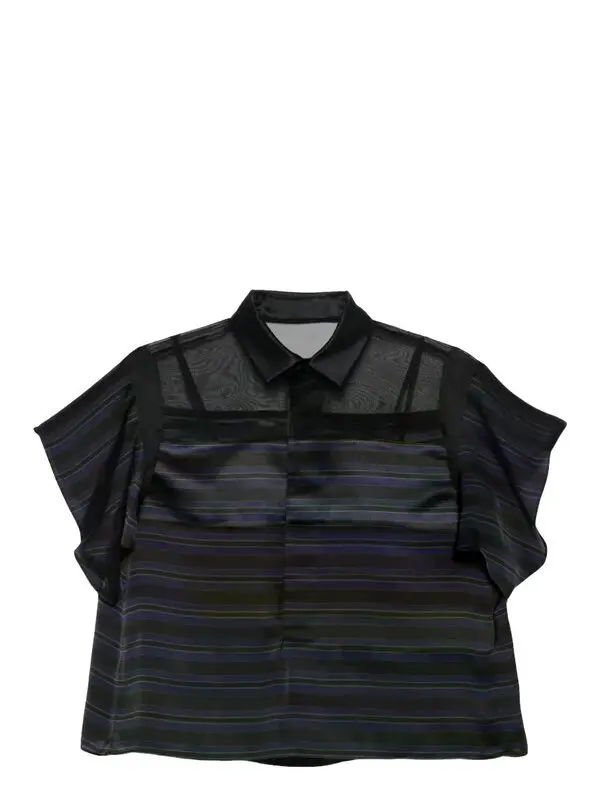 Sacai Mesh Striped Blouse - Black