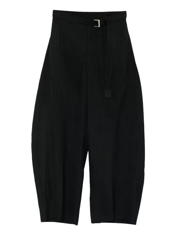 Sacai Pinstripe Buckled Trousers - Black
