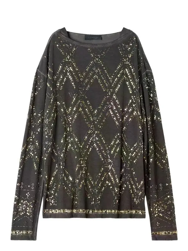 LANVIN Sequin-embellished Long-sleeved T-shirt - Grey