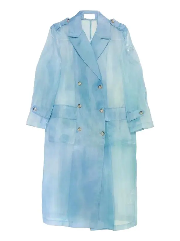 ERMANNO FIRENZE Double-breasted Trench Coat - Blue