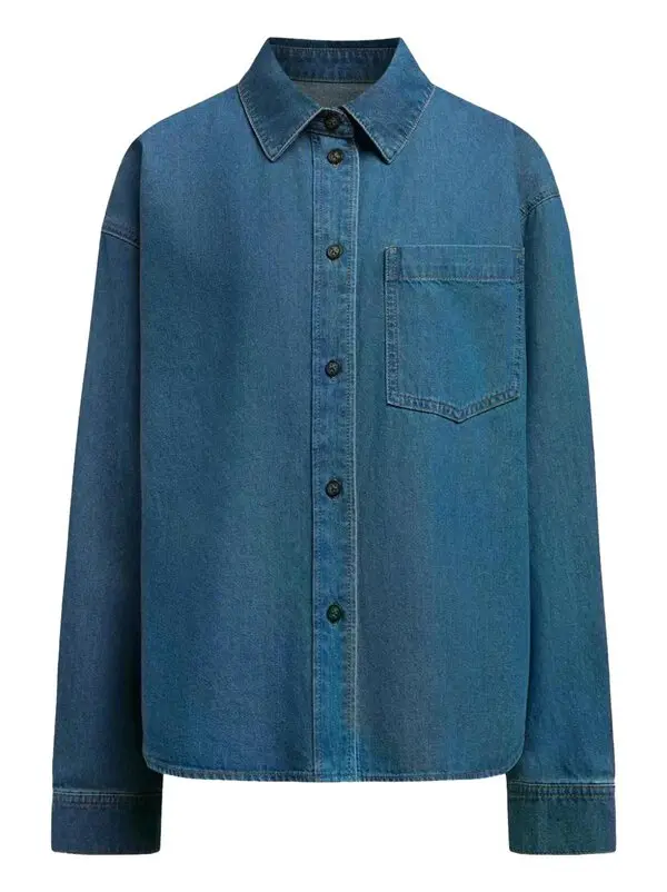 12 STOREEZ Buttoned Denim Shirt - Blue