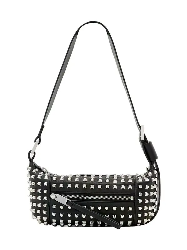 ALLSAINTS Vega Studded Zip Shoulder Bag - Black