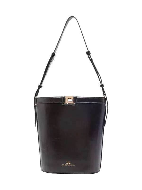 Elisabetta Franchi Naplak-effect Bucket Bag - Brown