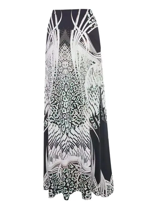 Roberto Cavalli Abstract-print Maxi Skirt - Black