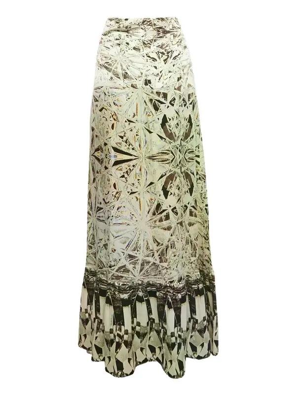 Roberto Cavalli Silk Print Maxi Skirt - Neutrals
