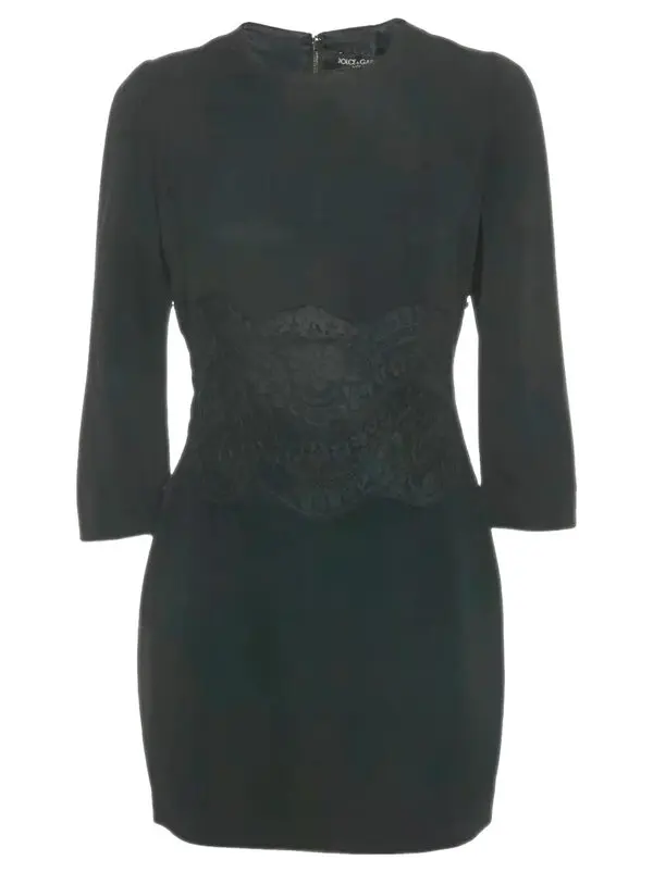 Dolce & Gabbana Lace-panel Mini Dress - Black