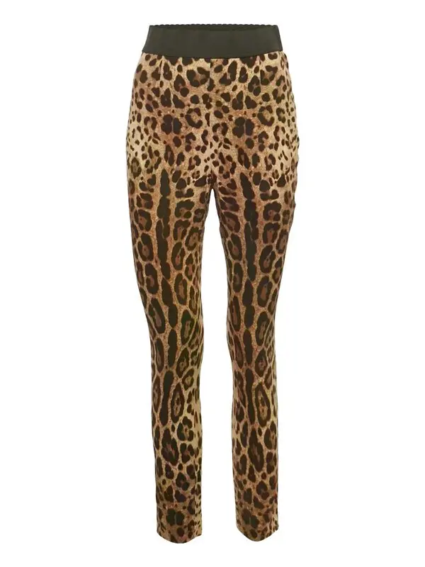 Dolce & Gabbana Silk Animal-print Trousers - Brown