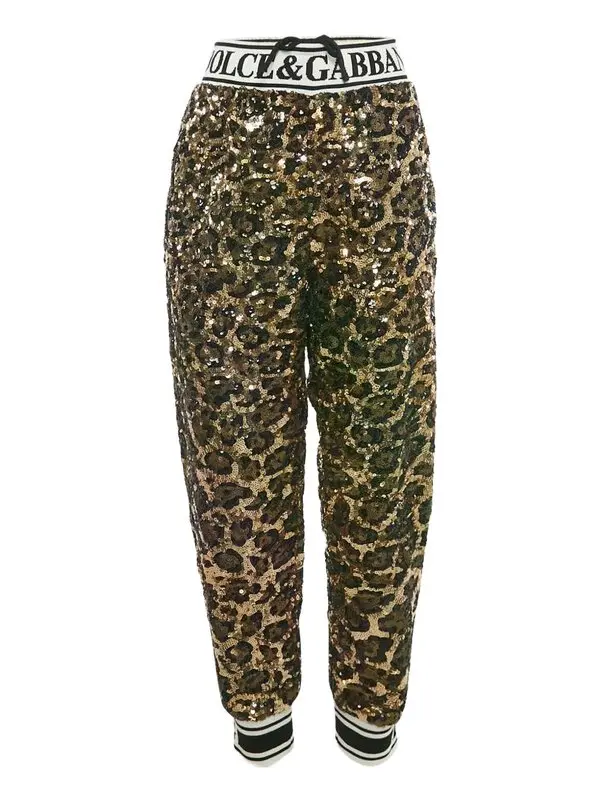 Dolce & Gabbana Leopard Print Sequin Trousers - Black