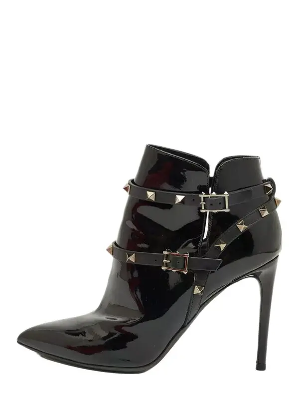 Valentino Garavani Rockstud Patent-leather Ankle Boots - Black