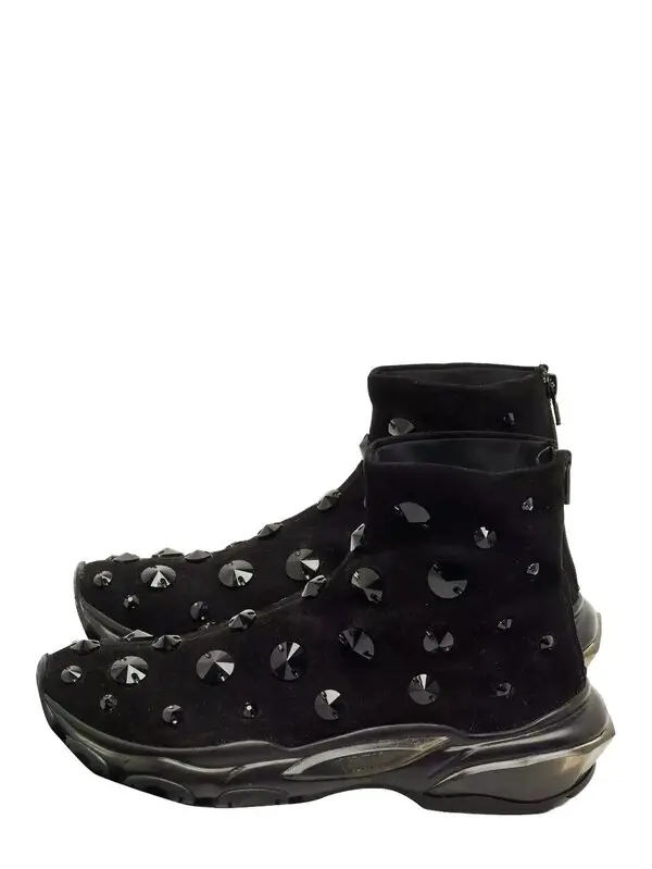 Valentino Garavani Crystal-embellished High-top Sneakers - Black