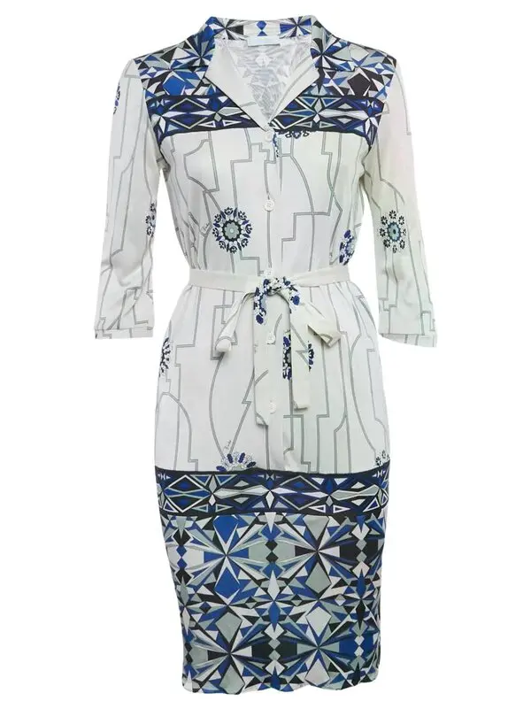 Emilio Pucci Graphic-print Silk Midi Dress - White