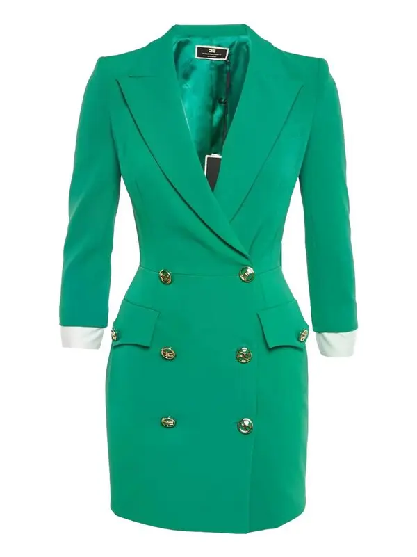 Elisabetta Franchi Buttoned Blazer Mini Dress - Green
