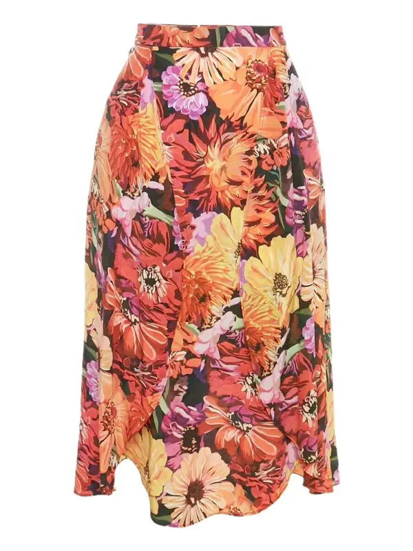 Stella McCartney Silk Floral Print Skirt - Orange