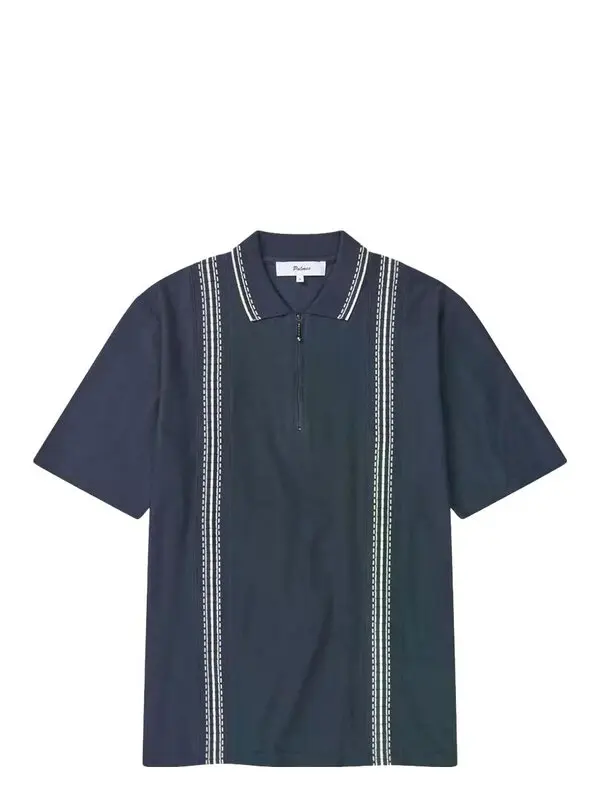 PALMES Panel Zip-up Polo Shirt - Blue