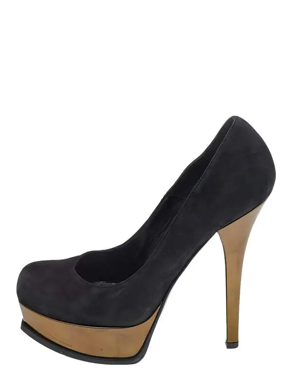 Fendi Suede Platform Stiletto Pumps - Black
