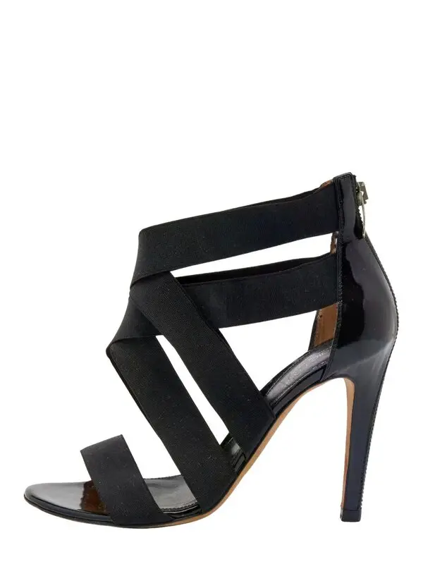 SERGIO ROSSI Patent Leather High Heel Sandals - Black
