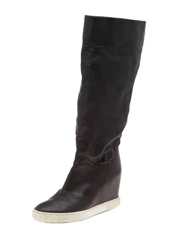 Casadei Knee High Wedge Heel Boots - Brown