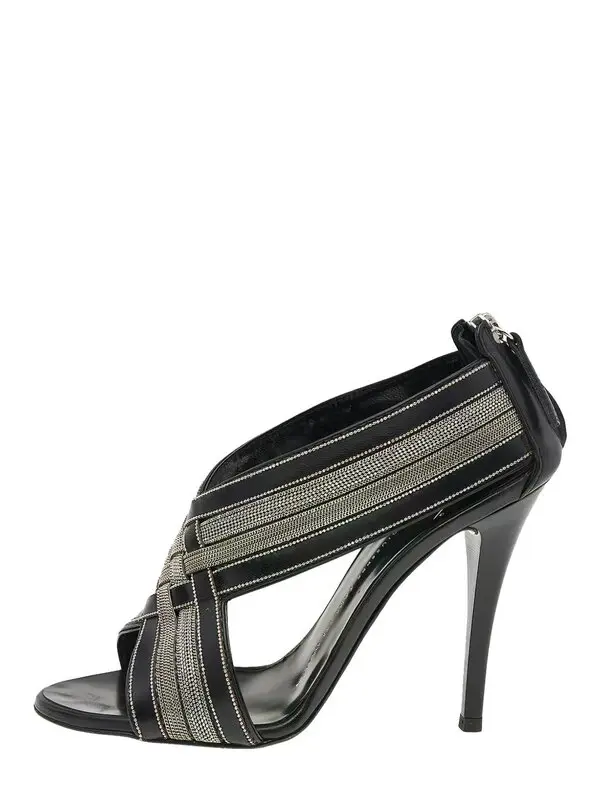 GIUSEPPE ZANOTTI Beaded Criss-cross Strap Stiletto Sandals - Black