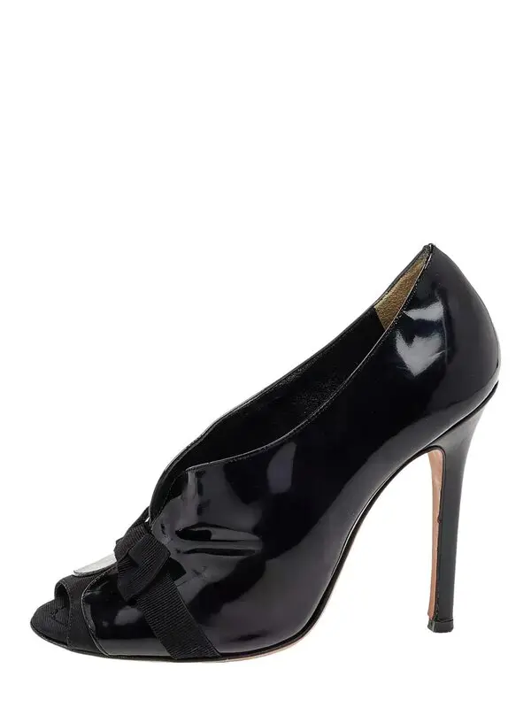Dolce & Gabbana 105mm Bow-detail Patent Leather Peep-toe Pumps - Black