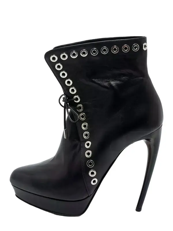 Alexander McQueen 120mm Eyelet-embellished Stiletto Boots - Black