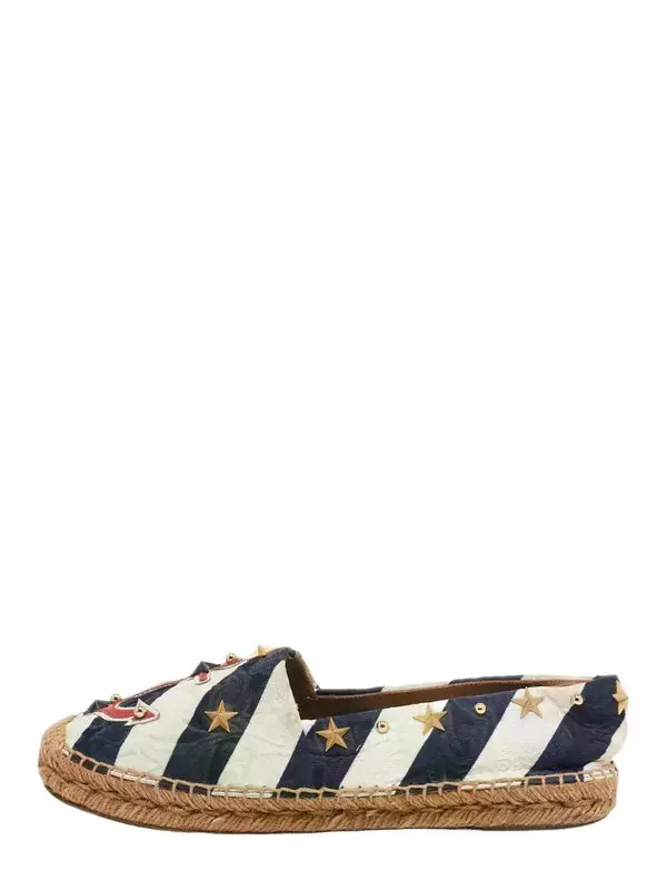 Dolce & Gabbana Studded Striped Espadrilles - Blue