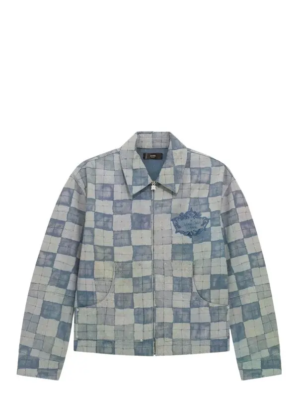 Amiri Check-pattern Denim Jacket - Blue